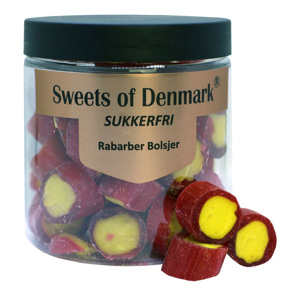 Sweets of Denmark Sukkerfri Rabarber Bolsjer | Bolcher med rabarbersmag ...