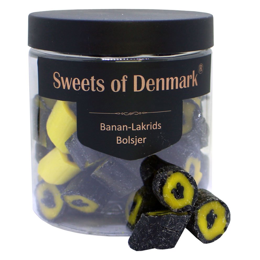 Sweets of Denmark Banan-Lakrids Bolsjer | Bolsjer med smag af lakrids ...